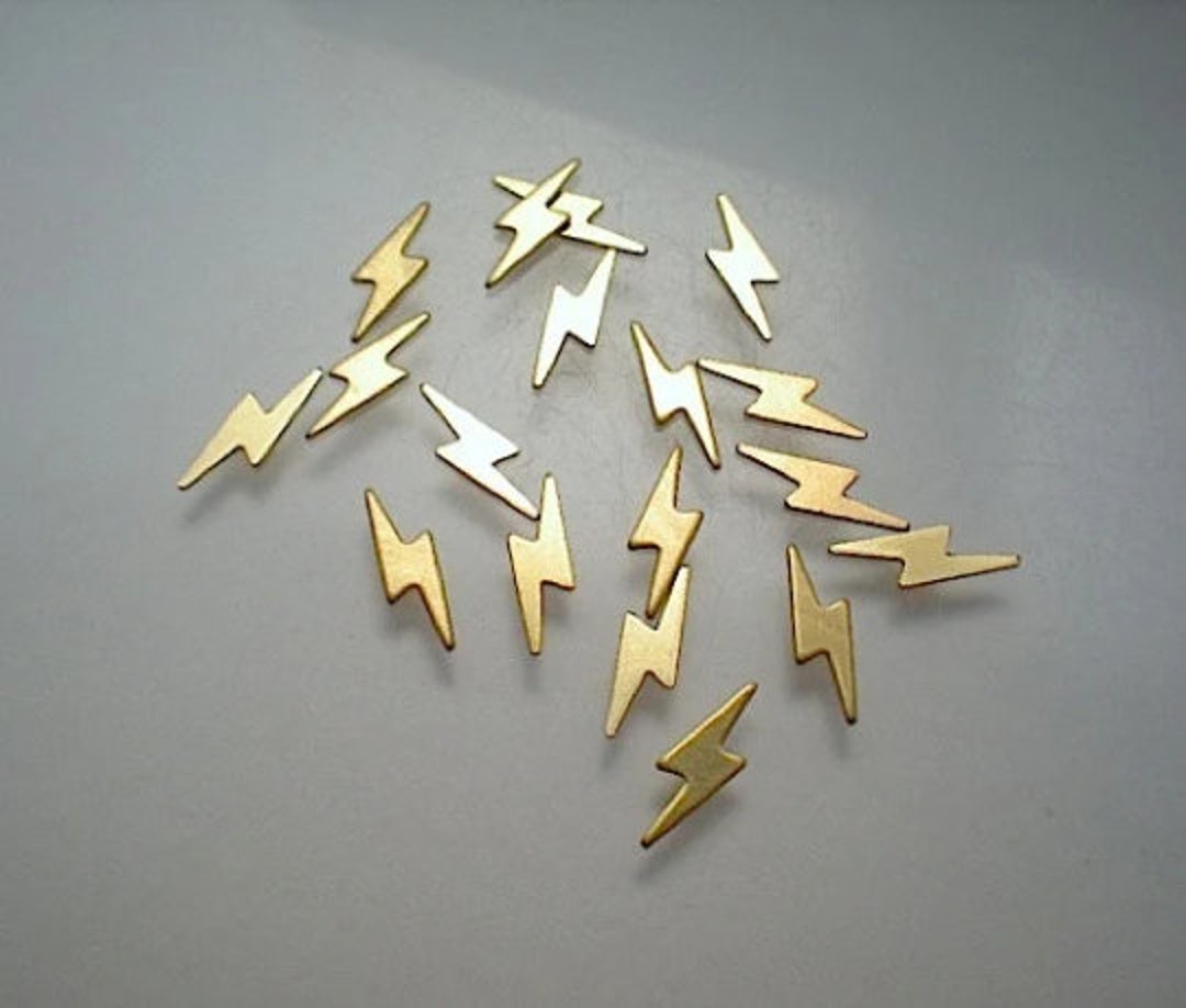 18 Tiny Flat Brass Lighting Bolts ZB371 - Etsy