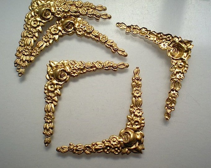 6 Brass Ornate Corner Brackets ZC210 - Etsy