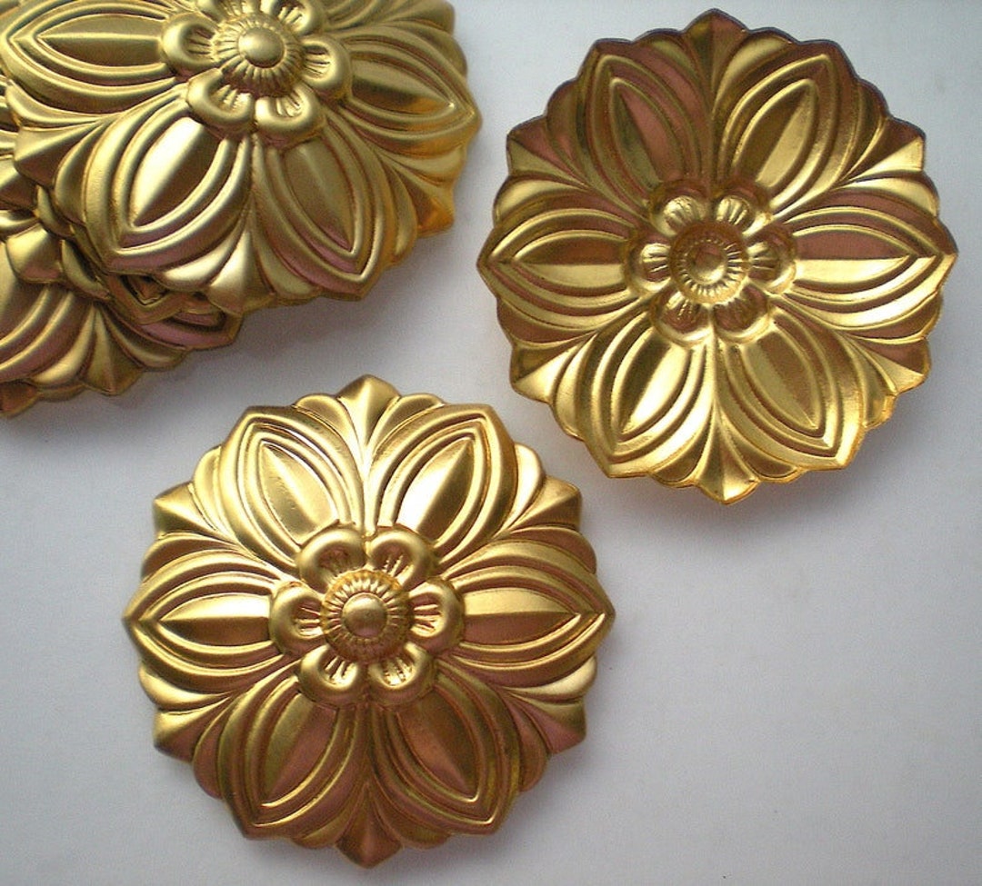 8 LARGE Brass "no-hole" Mirror Rosettes ZC158 - Etsy