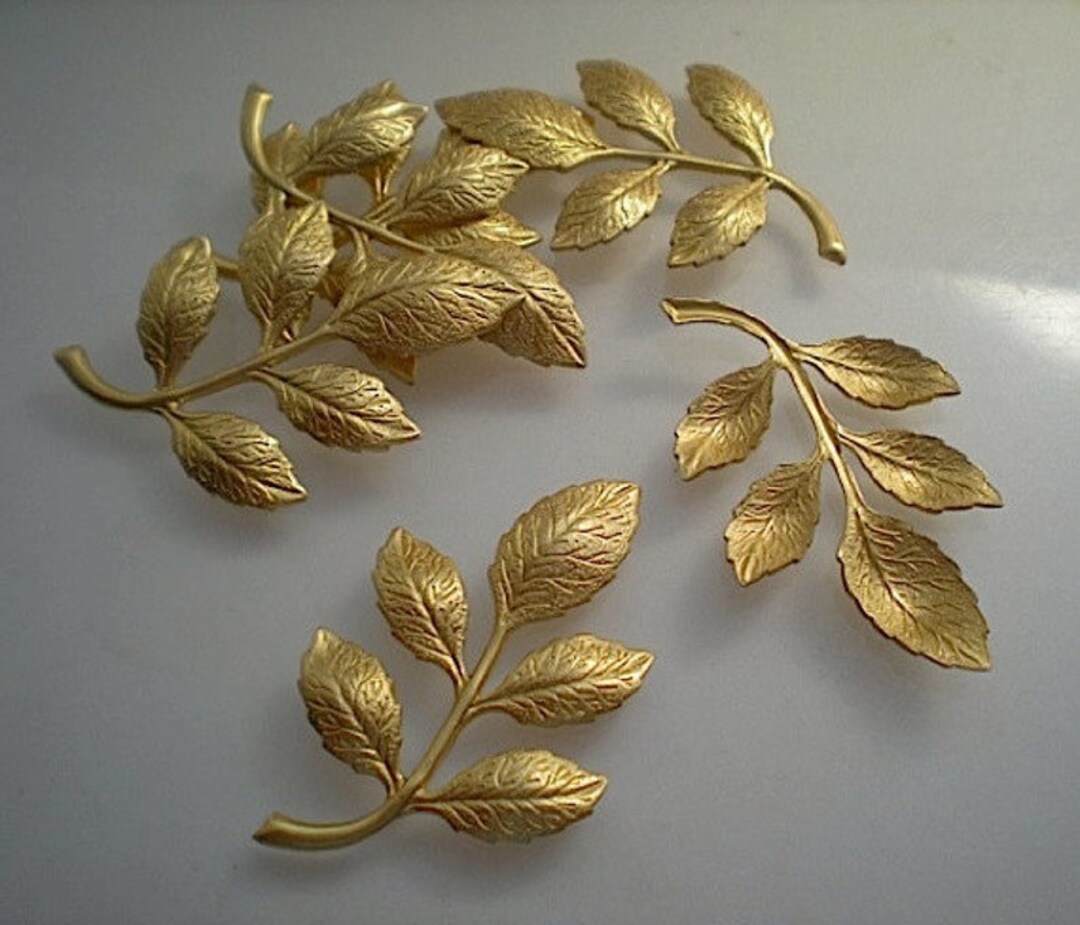 6 Brass Leaf Sprays ZD419 - Etsy