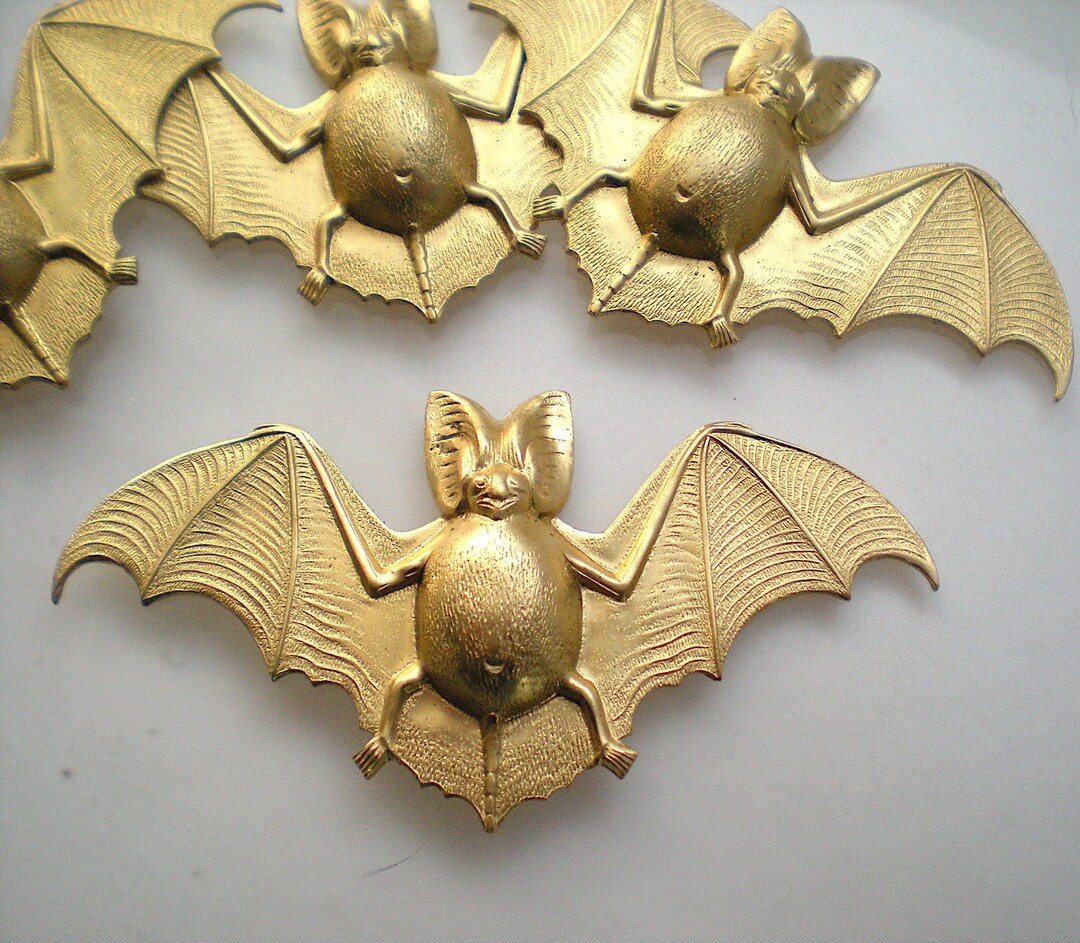 4 Large Brass Bat Stampings ZE377 - Etsy