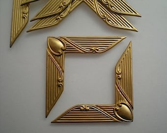 6 Small Brass Floral Corner Brackets ZC223 - Etsy