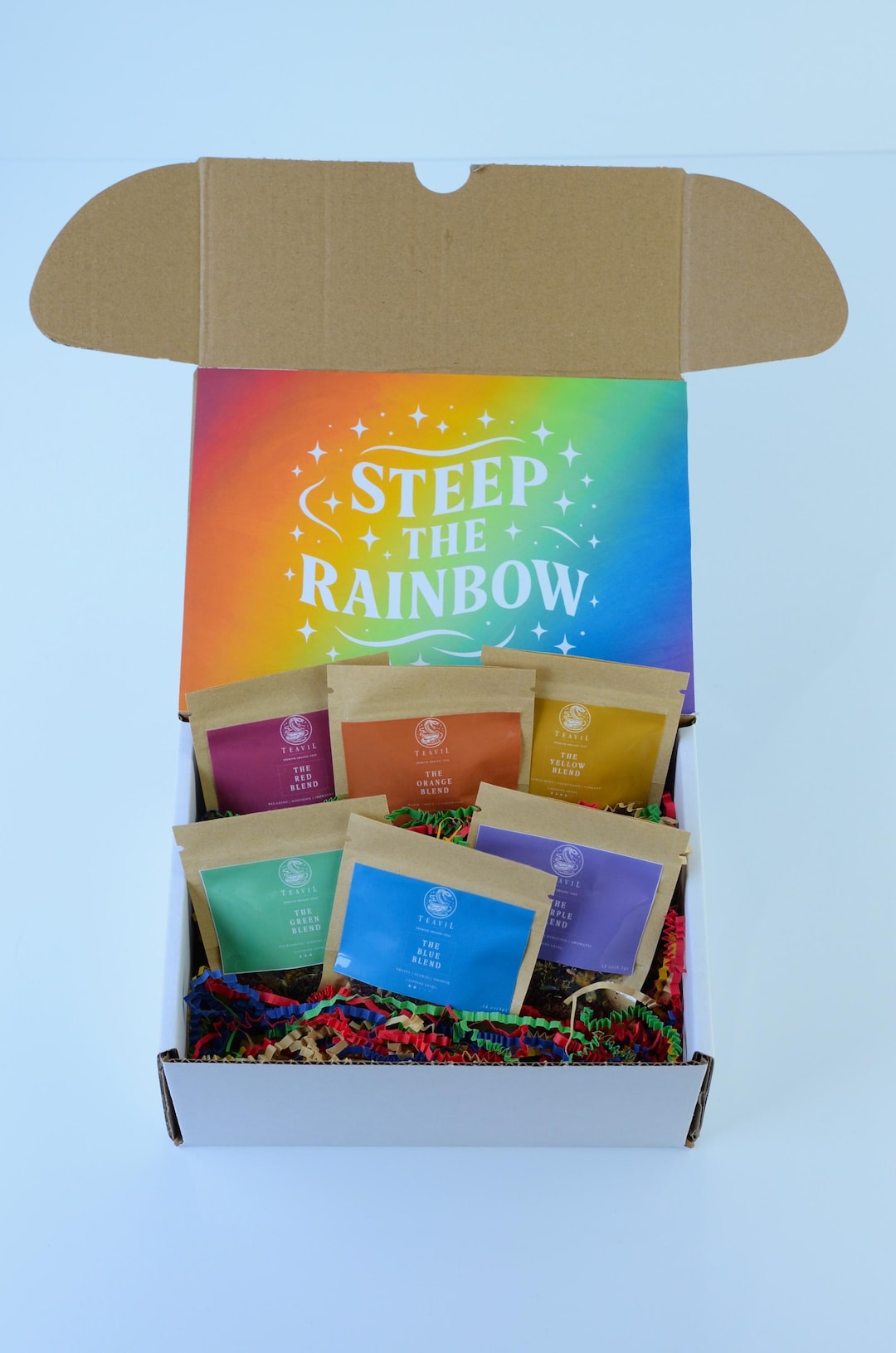 Steep the Rainbow Sampler Box - Loose Leaf Tea Sampler - 6 Colorful ...