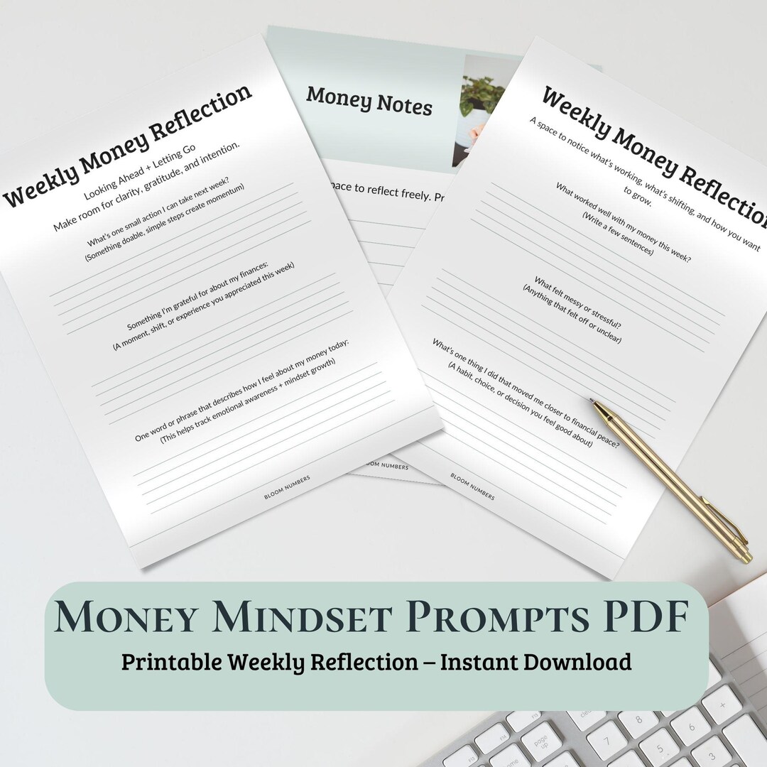 Weekly Money Mindset Prompts: Financial Reflection Worksheet (PDF ...