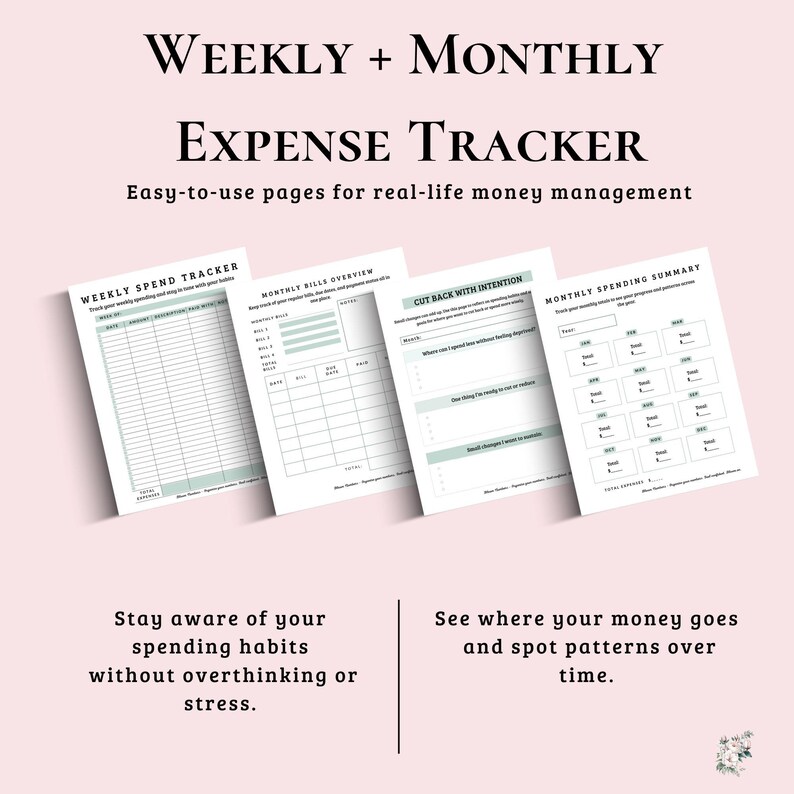 Expense Tracker Printable: Weekly & Monthly Budget Planner (digital ...