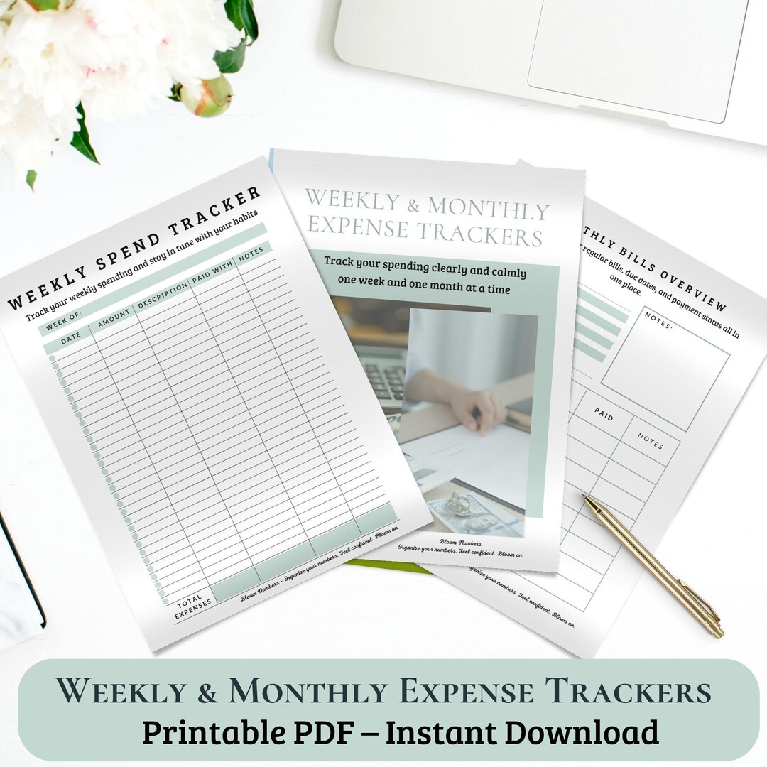 Expense Tracker Printable: Weekly & Monthly Budget Planner (PDF ...