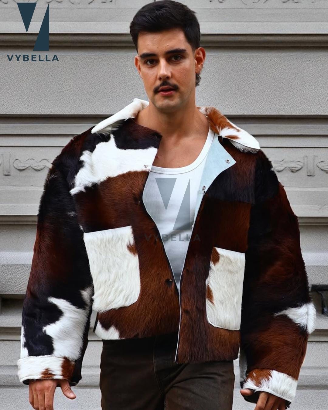 Men's Cow Hide Jacket Stylish Hair on Pony Skin Leather Jacket Natural ...