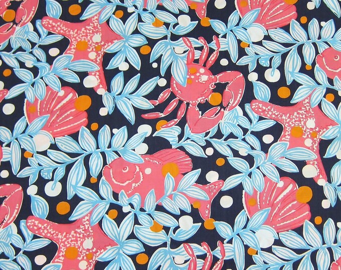 Authentic New Lilly Pulitzer Fabric True Navy Crabby 1 Yard X 57 Inches ...