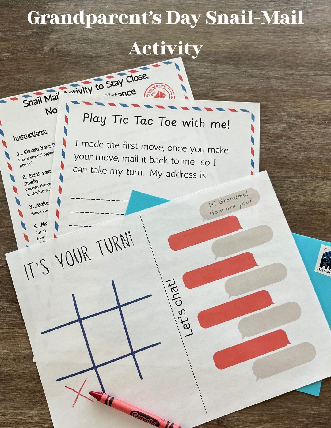 Grandparent's Day Snail Mail Activity- Stay Close, No Matter the ...