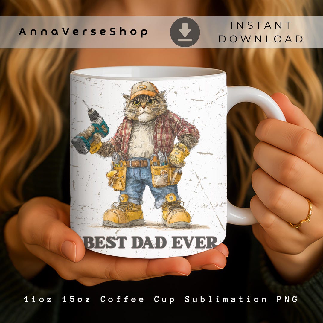 Funny Dad Mug, Handyman Cat Mug, Best Dad Ever, Father’s Day Gift ...
