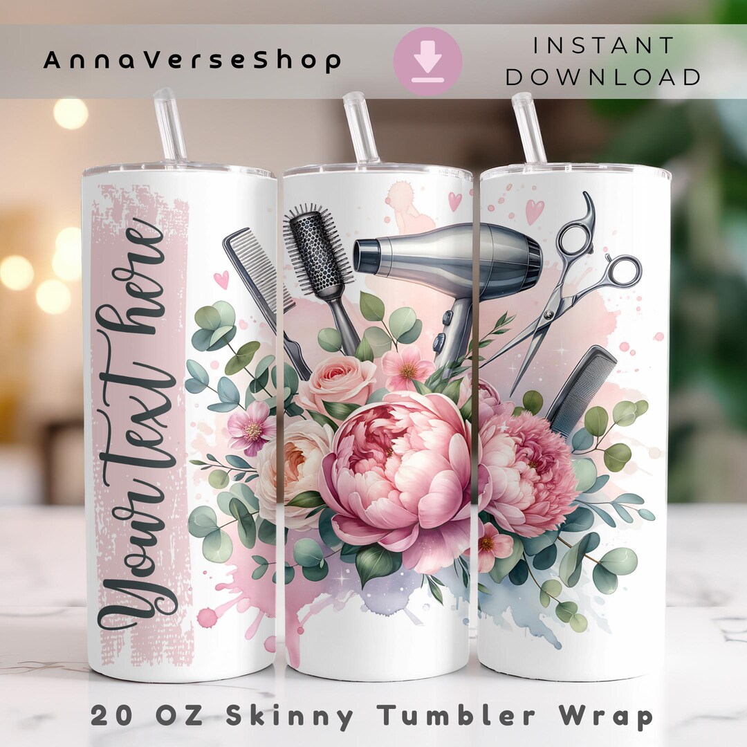 Hair Stylist Tumbler Wrap, Floral Salon Tumbler, Personalized Name ...