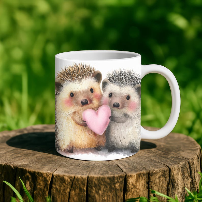 Cute Hedgehog Mug Wrap PNG, Valentine Hedgehog Couple Mug Design, Love ...