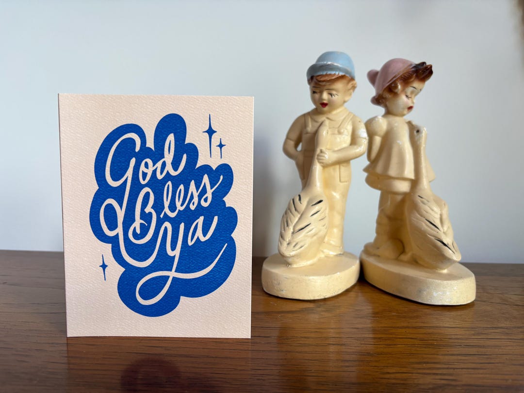 Hand Drawn Christian Greeting Card: “god Bless Ya” Felt Weave - Etsy