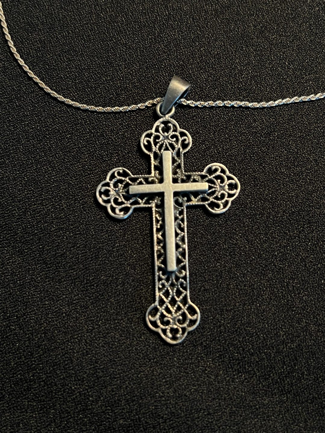 Italian Sterling Silver Filigree Cross Necklace | 925 Italy | Ornate ...