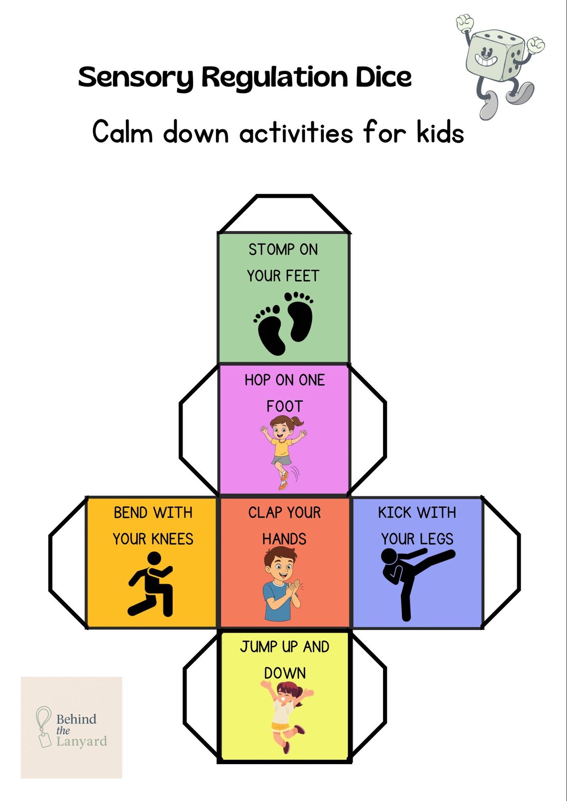 Printable Sensory Dice – Calm Down Corner, Movement Breaks (digital ...