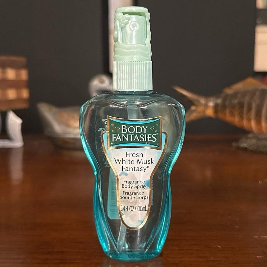 Vintage Body Fantasies Fresh White Musk Fantasy 3.4oz /100ml Rare Blue ...