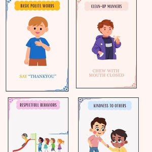 Manners Flashcard Kids Digital Download - Etsy