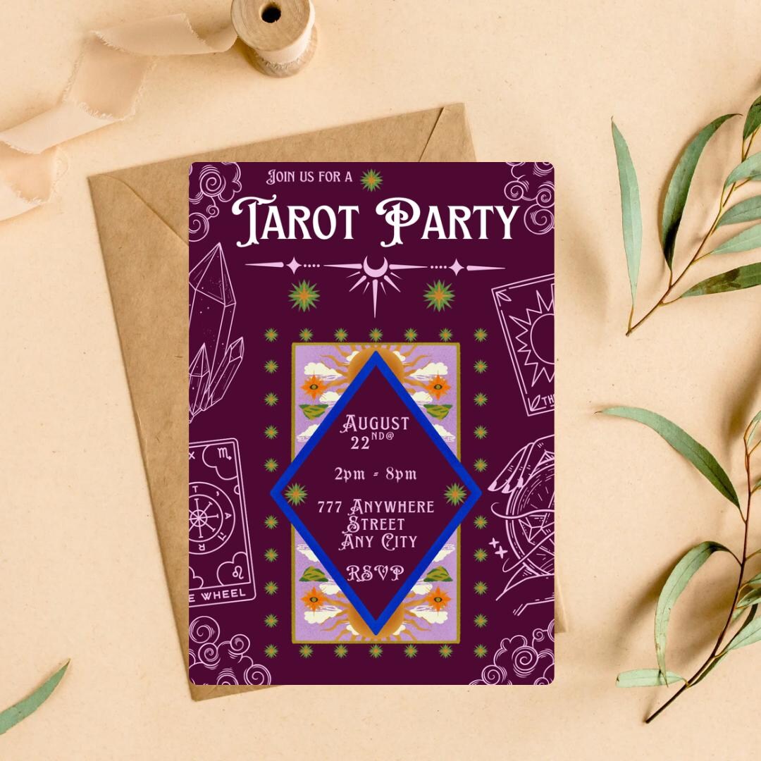 Tarot Party Invitation | Witchy Invitation | Editable Invite | Tarot ...