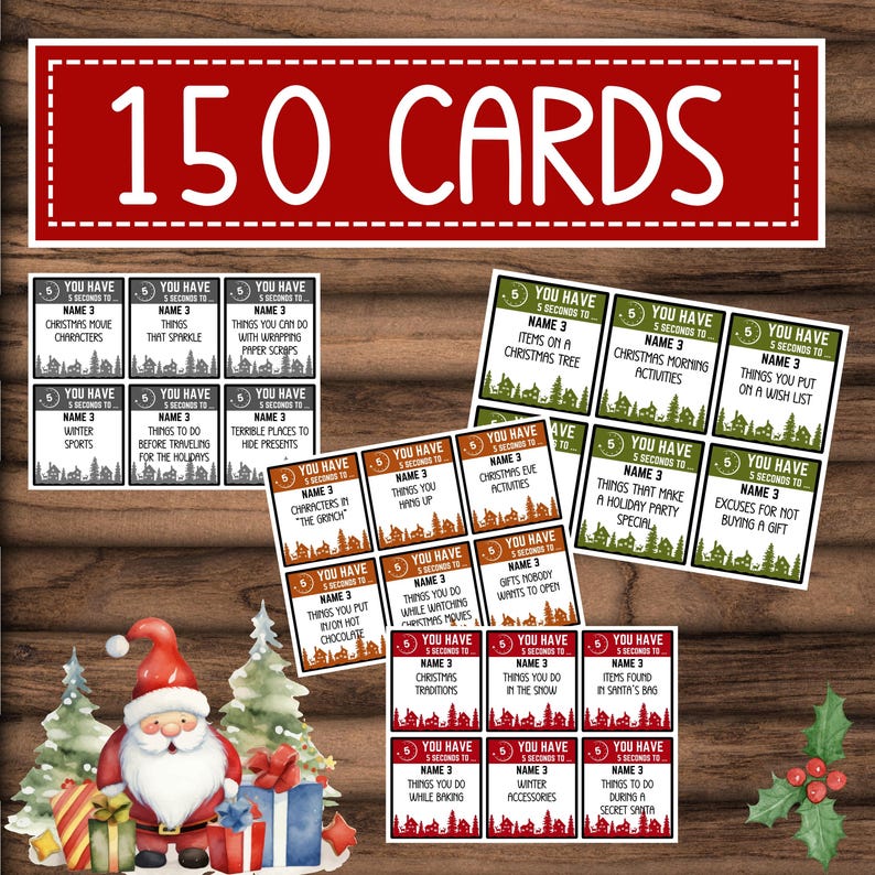 Christmas 5 Second Game Printable, Christmas Party Game, Holiday Party ...