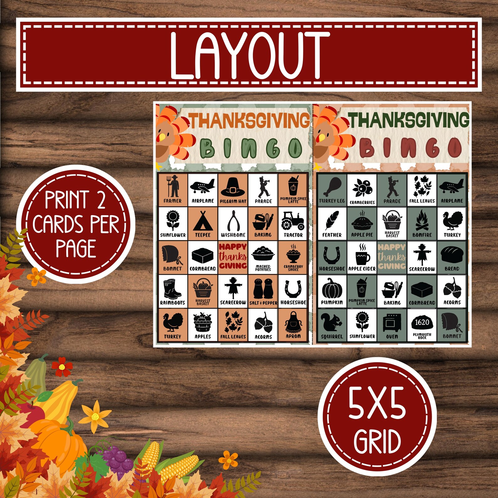 Thanksgiving Bingo, Riddles, 50 Thanksgiving Bingo Cards, Thanksgiving ...