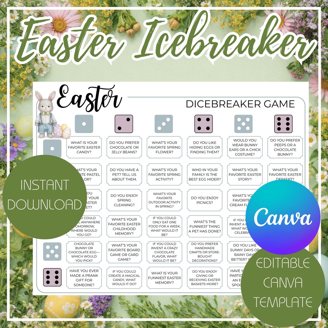 Easter Dicebreaker Game Printable, Easter Party Game, Conversation ...
