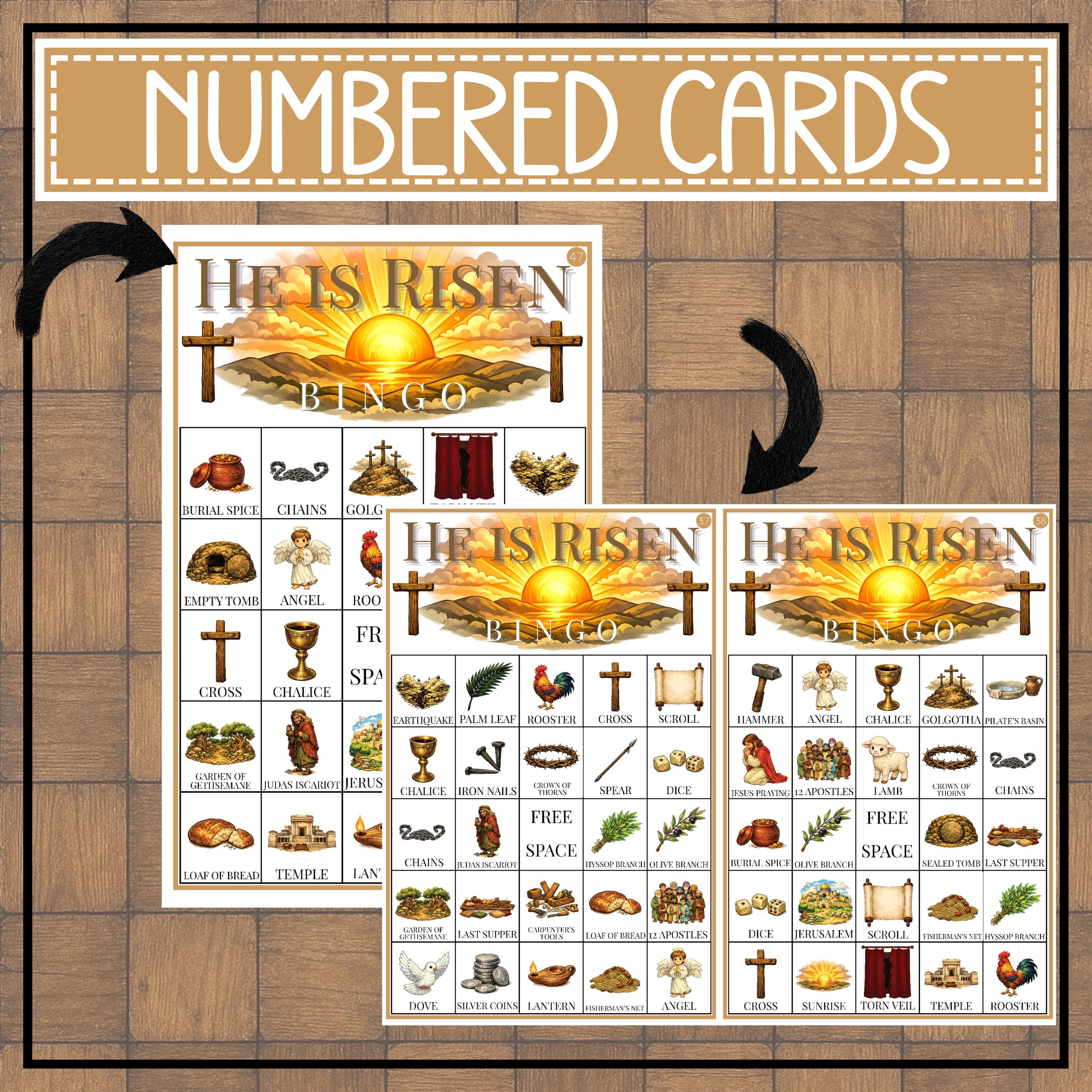 He is Risen Easter Bingo Game Printable | Christian Easter Party Game ...