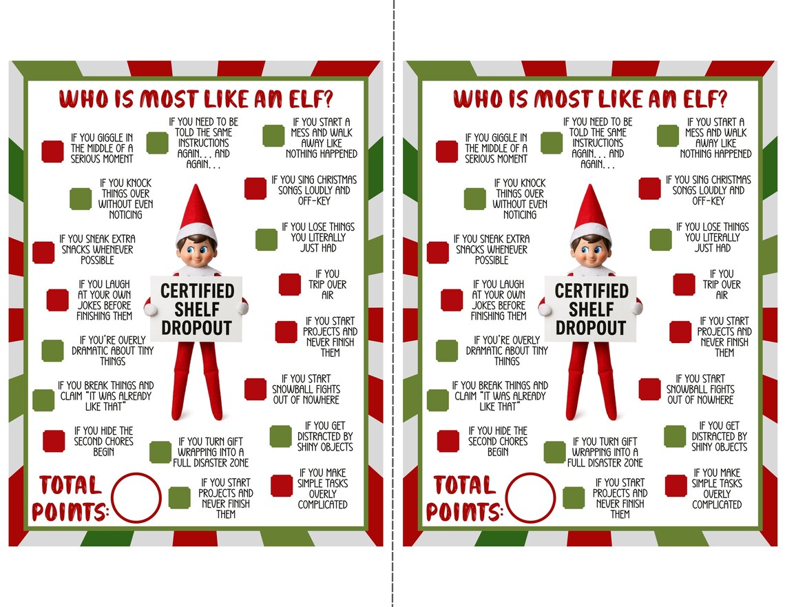 Christmas Who is Most Like an Elf Game | Holiday Office Party Games ...