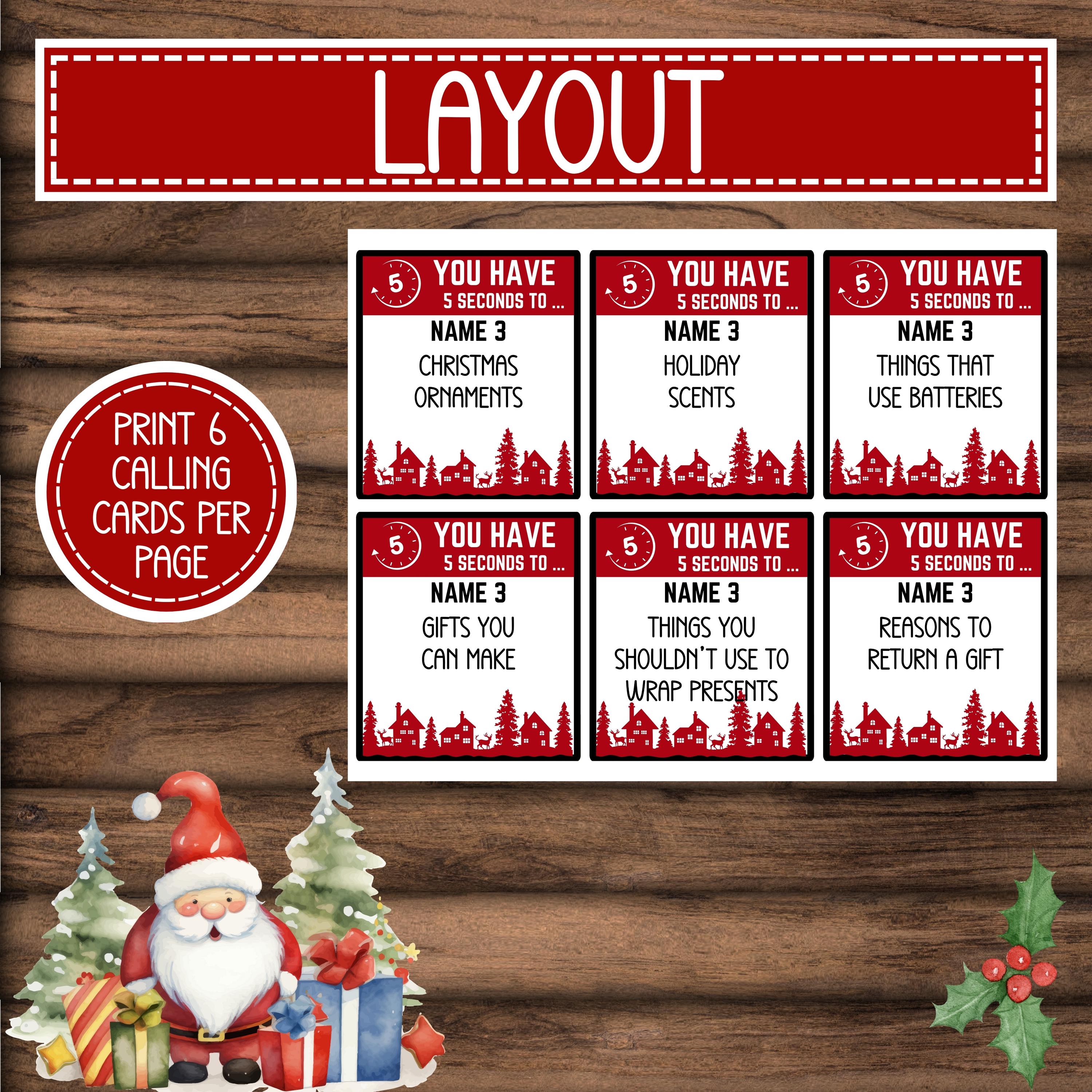 Christmas 5 Second Game Printable, Christmas Party Game, Holiday Party ...