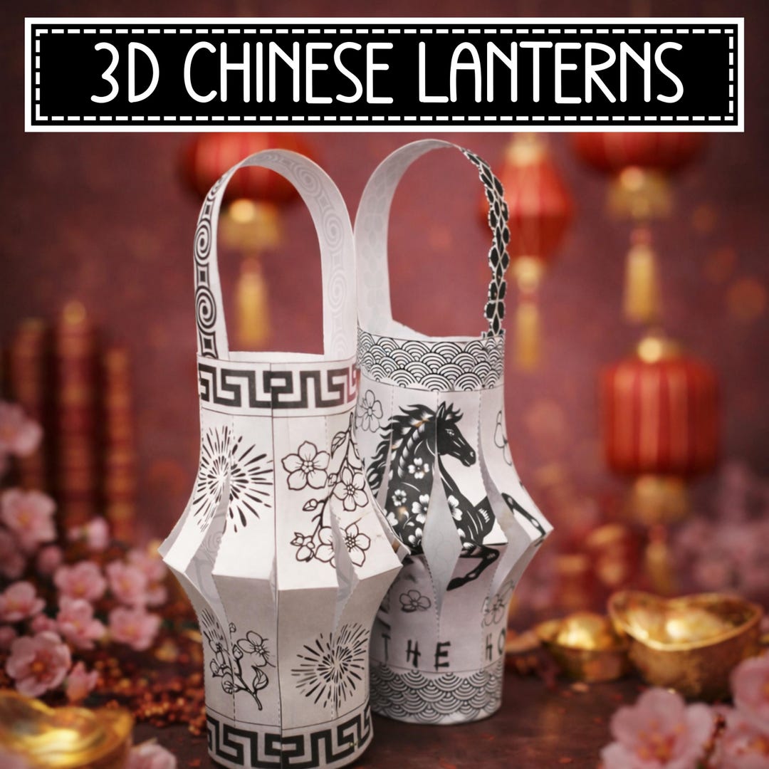 Chinese New Year Lanterns Printable 3D Paper Lanterns Year of the Horse ...