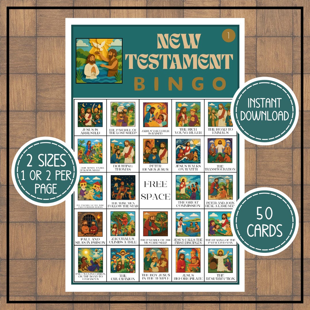 New Testament Bingo Printable | Bible Stories Game for Kids, Sunday ...