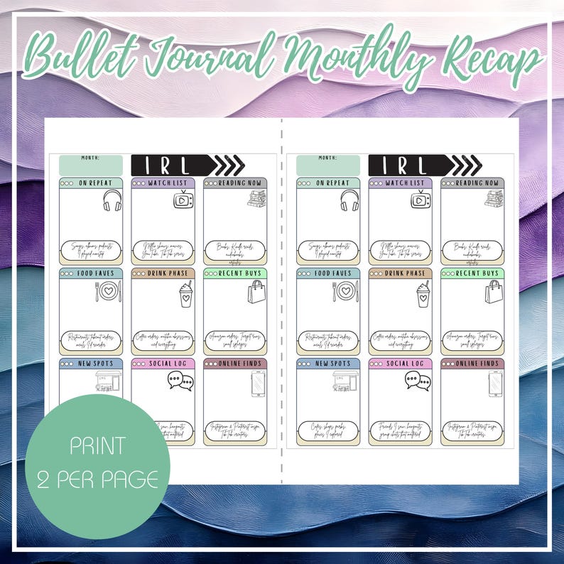 Bullet Journal Monthly Recap Printable Monthly Highlights & Favorites ...