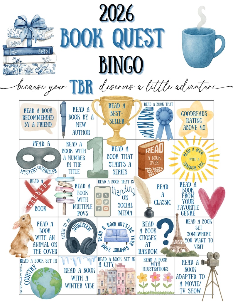 Book Bingo, Book Bingo Reading Adventure, Book Bingo for Adults, Book ...