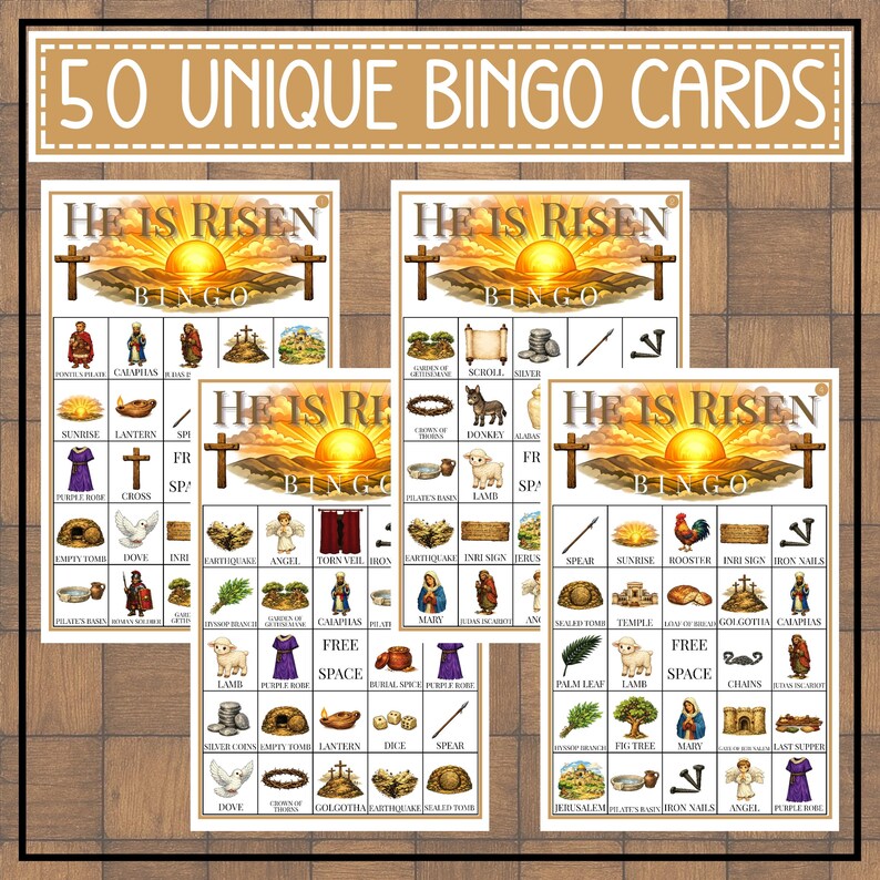 He is Risen Easter Bingo Game Printable | Christian Easter Party Game ...