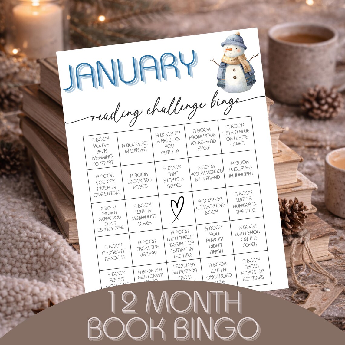 Book Bingo, 12 Monthly Book Bingo Challenges, Book Bingo for Adults ...