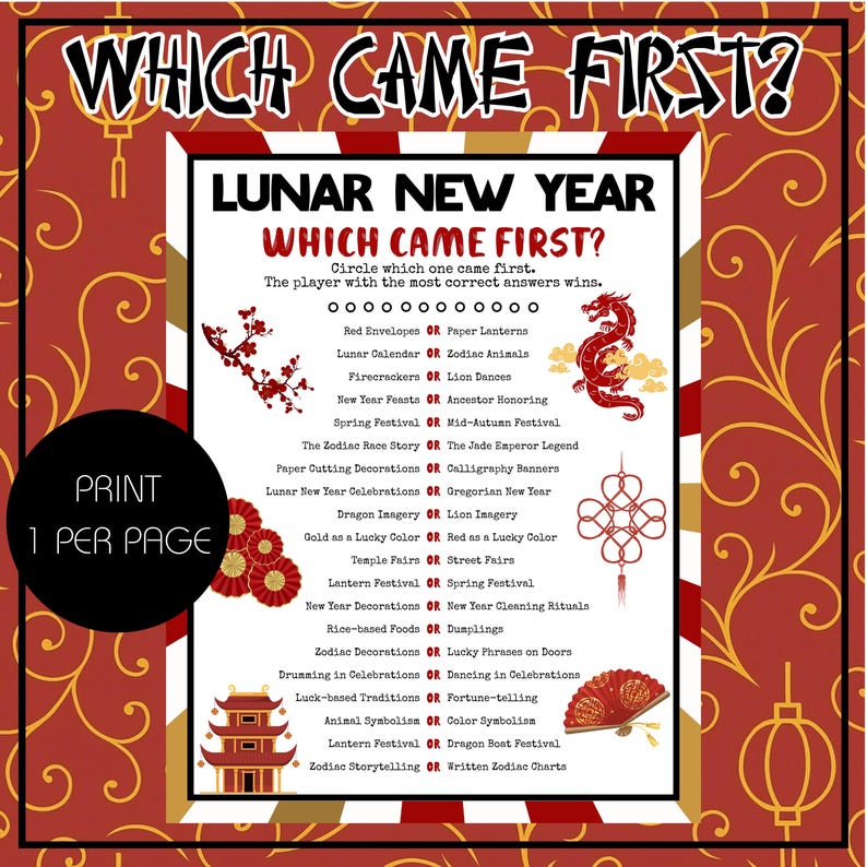 Lunar New Year Trivia Game Printable Lunar New Year Activity, Printable ...