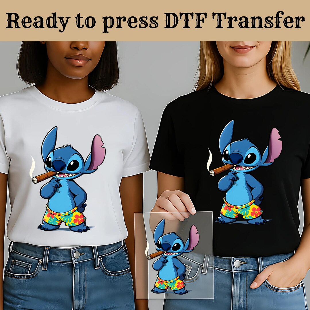 Cool Stitch DTF Transfer, Smoking Stitch Heat Press Design, Edgy Stitch ...