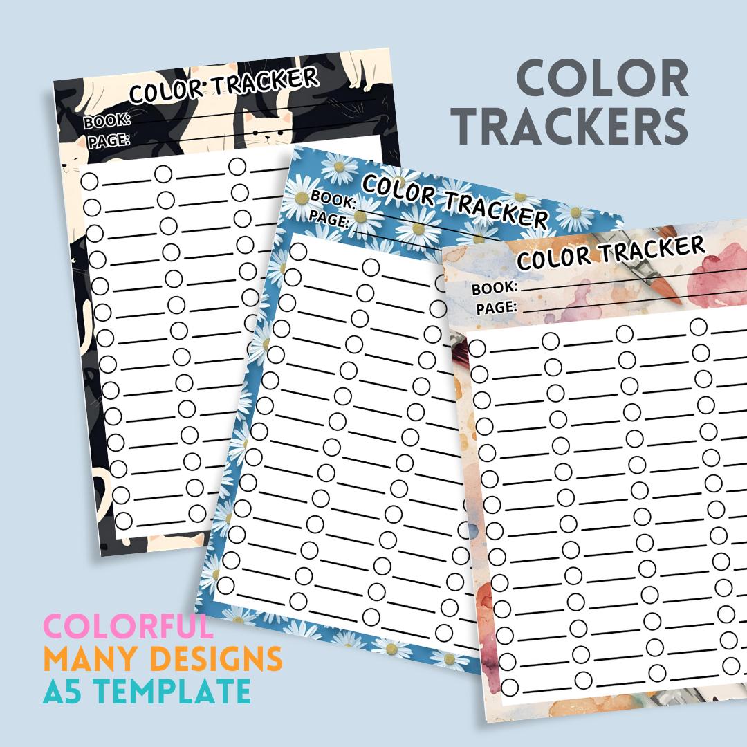 Coloring Book Swatch Tracker Sheets: A5 Printable | 9 Designs (digital ...
