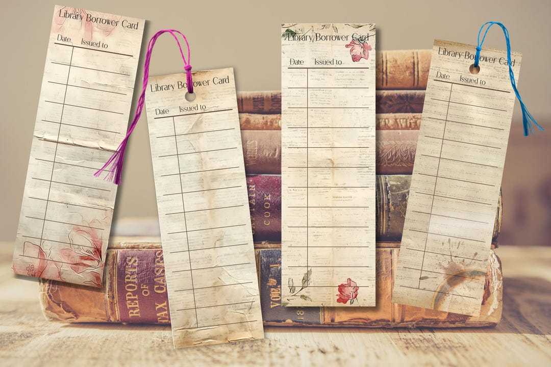 Library Bookmarks Set: Vintage Floral Design (canva Template, Digital ...