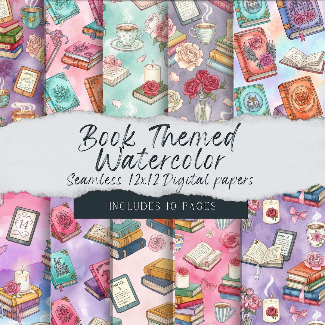 Book Themed Seamless Digital Paper 12x12in Pattern - Etsy