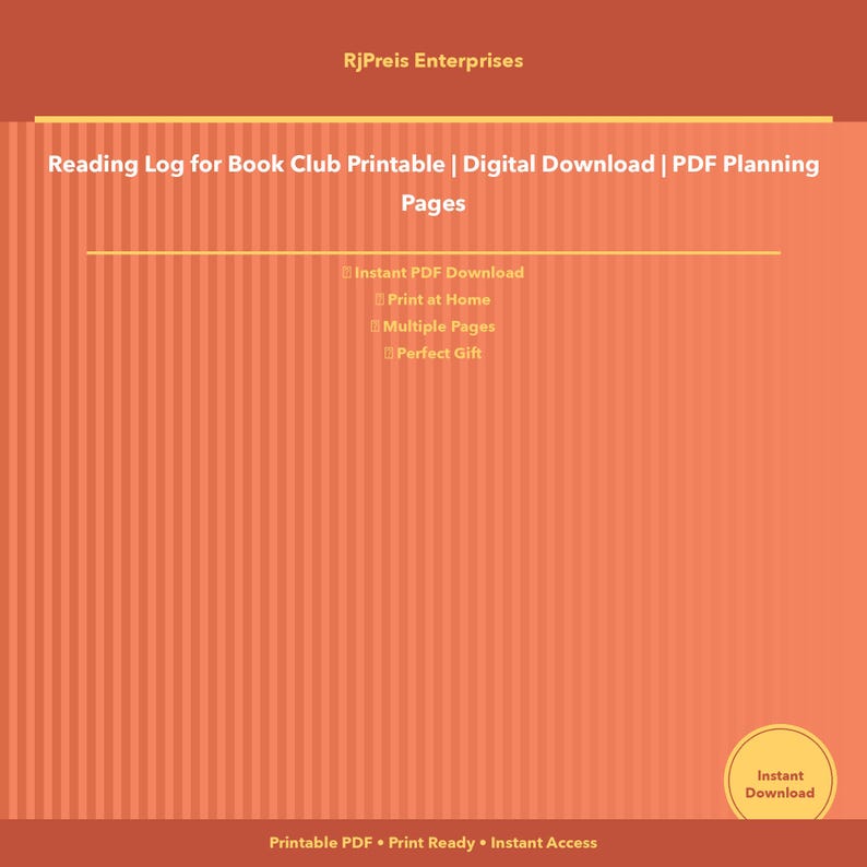 Reading Log for Book Club Printable | Digital Download | PDF Planning ...