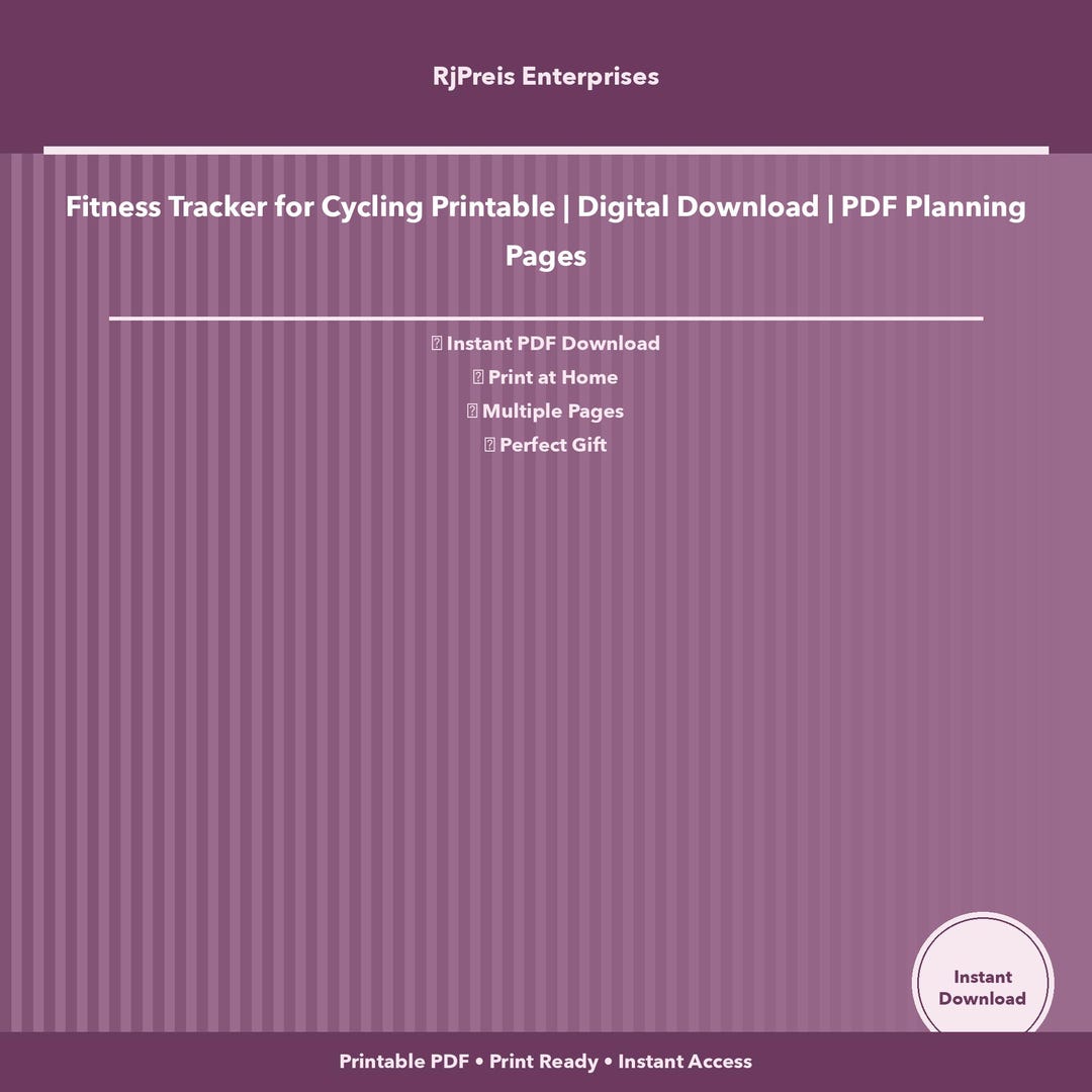 Fitness Tracker for Cycling Printable | Digital Download | PDF Planning ...