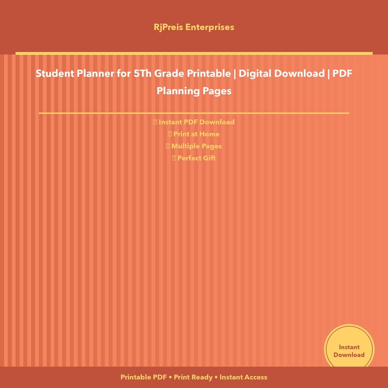 Student Planner for 5th Grade Printable | Digital Download | PDF ...