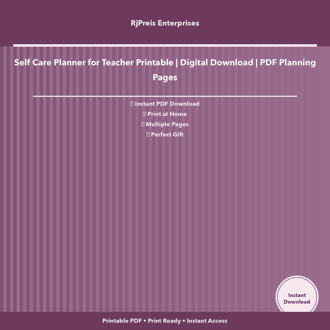 Self Care Planner for Teacher Printable | Digital Download | PDF ...