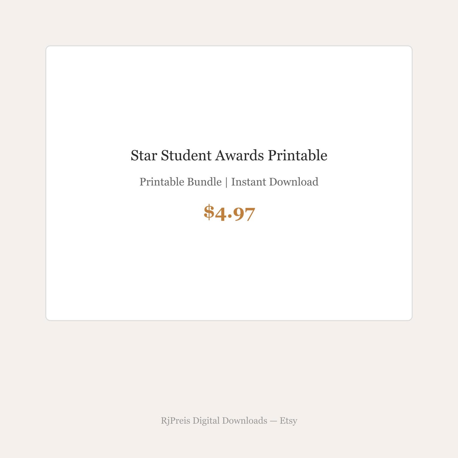 Star Student Awards Printable | Kids End of Year Certificates (instant ...