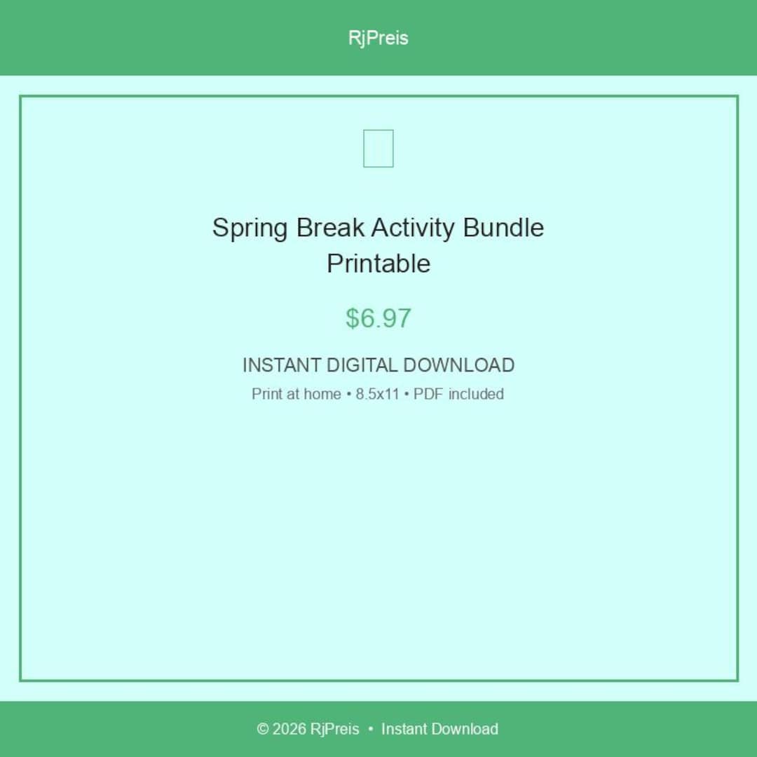 Spring Break Activity Bundle Printable | Instant Digital Download (PDF ...