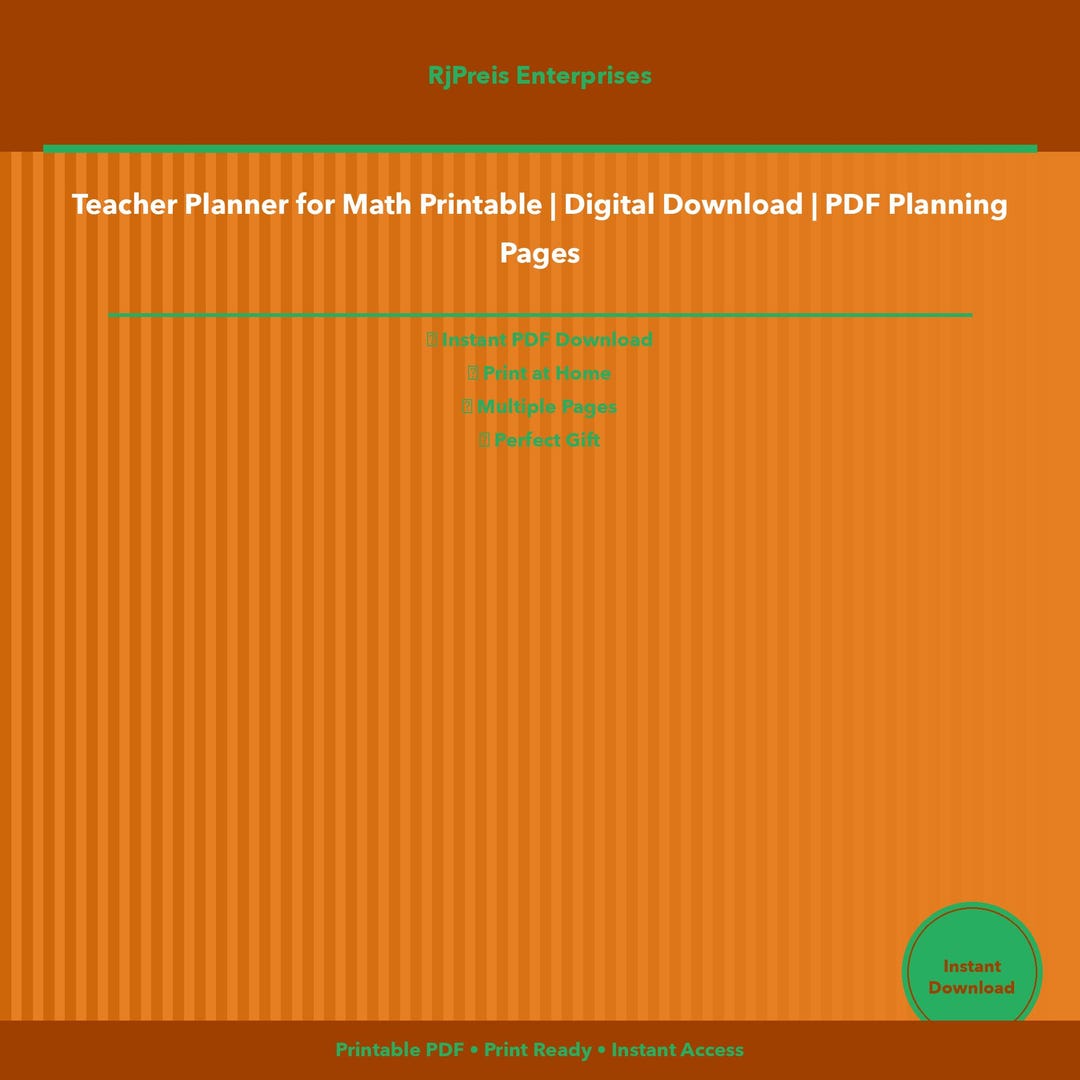 Teacher Planner for Math Printable | Digital Download | PDF Planning ...