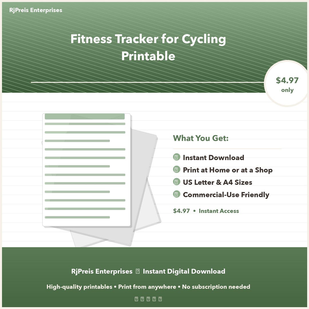 Fitness Tracker for Cycling Printable | Digital Download | PDF Planning ...