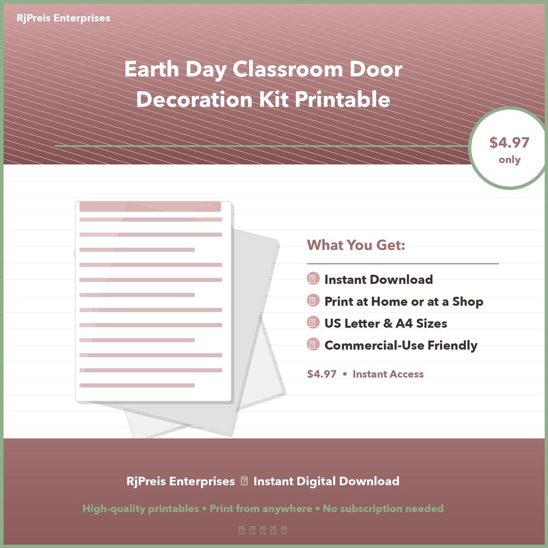Earth Day Classroom Door Decoration Kit Printable | Bulletin Board ...
