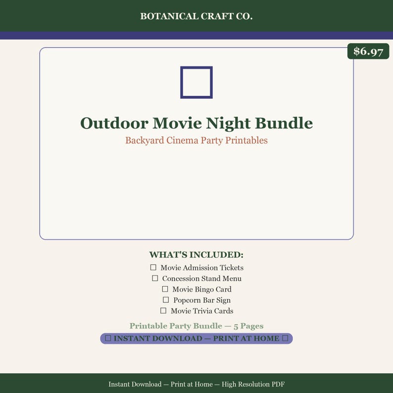 Outdoor Movie Night Printable Bundle – Backyard Cinema Party - Etsy