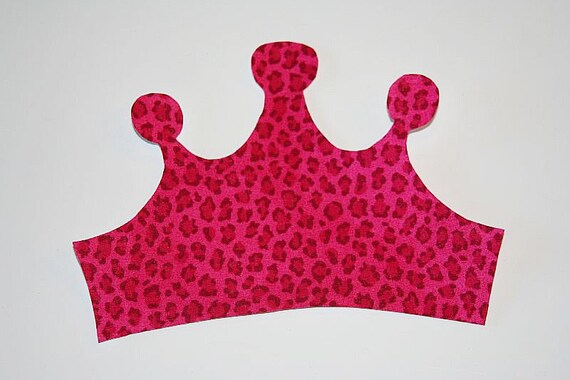 Items similar to Princess Crown Hot Pink Animal Print Fabric Iron on ...